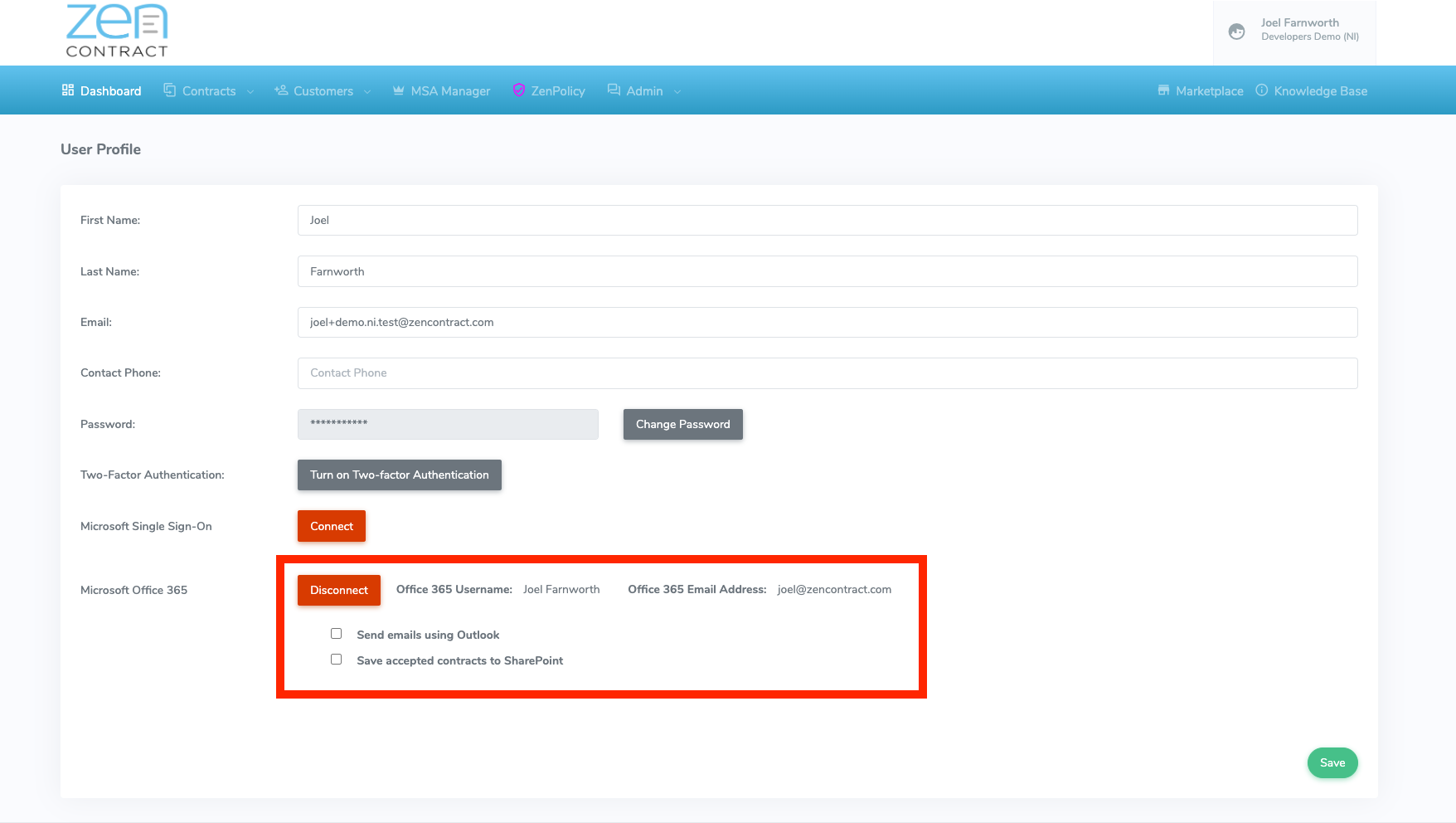 Set Up Microsoft Outlook and SharePoint (Step 2: Signing In to Microsoft Office 365) – ZenContract