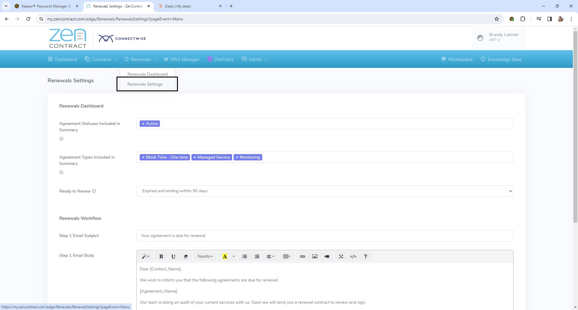 How to Filter on ConnectWise Renewals – ZenContract